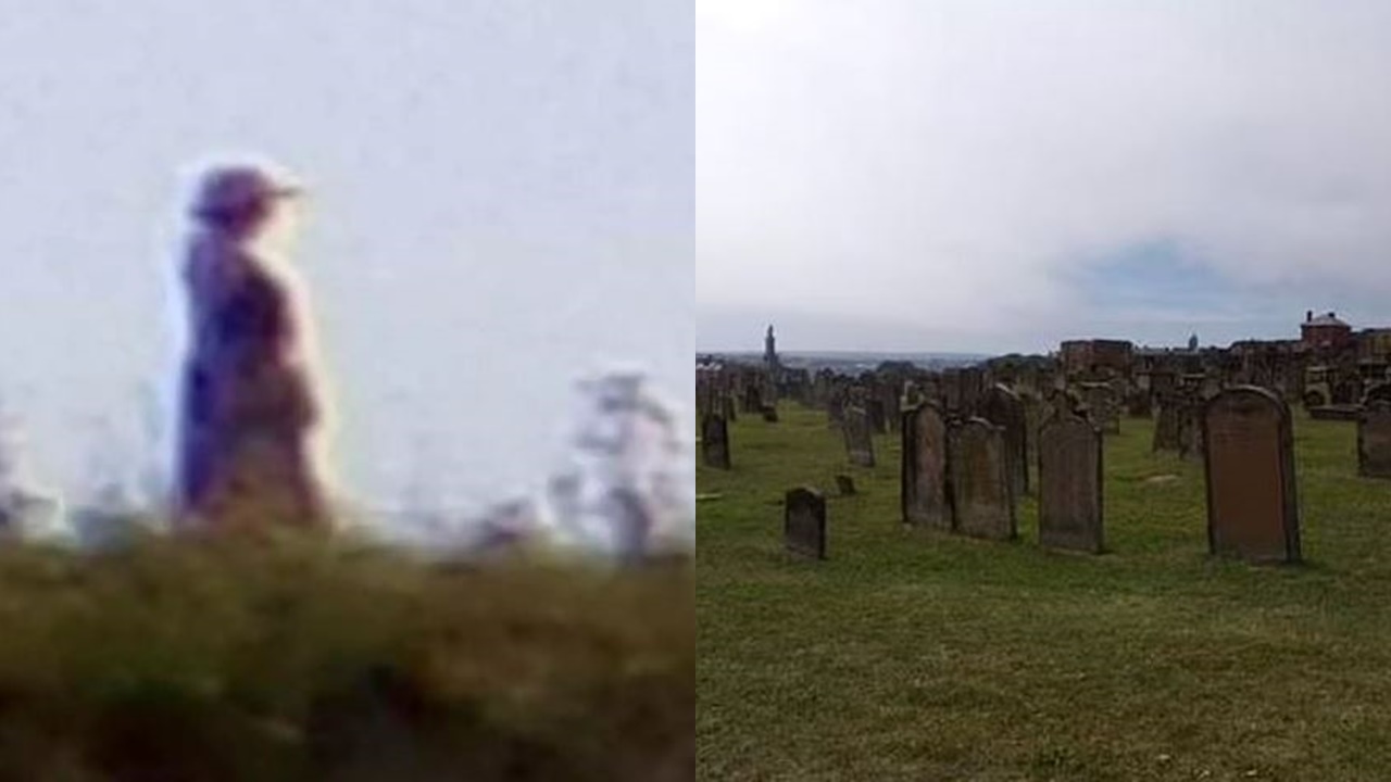 Woman stunned after spotting 'ghost woman' at graveyard Woman stunned after spotting 'ghost woman' at graveyard