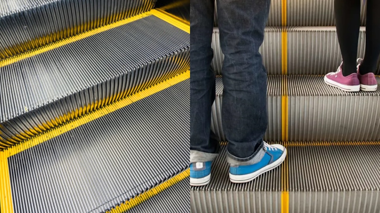 Why do escalator steps have grooves?